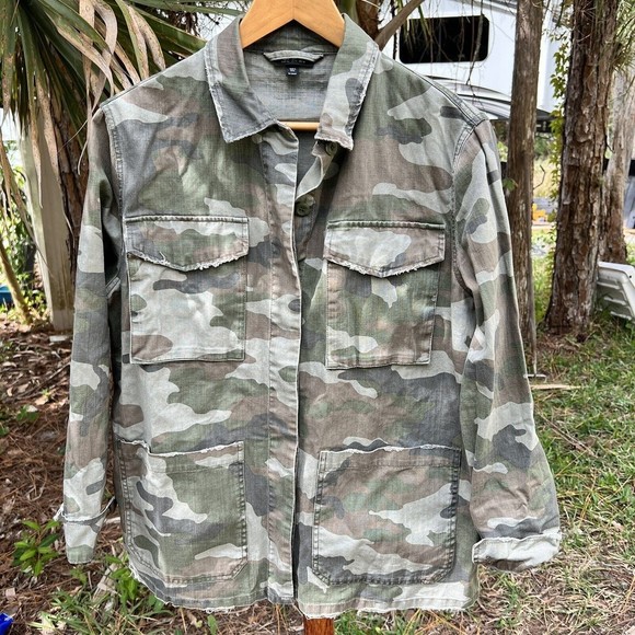 Topshop | Jackets & Coats | Topshop Camo Military Jacket Distressed ...